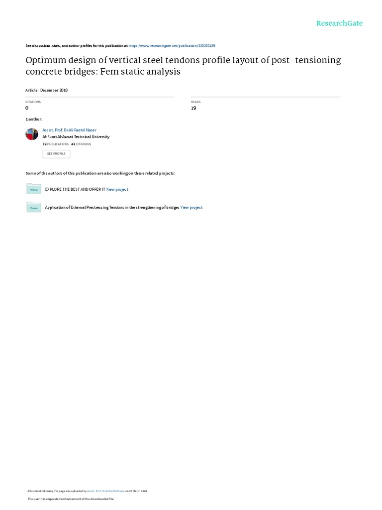 Optimum Design of Vertical Steel Tendons Profile Layout of Post ...