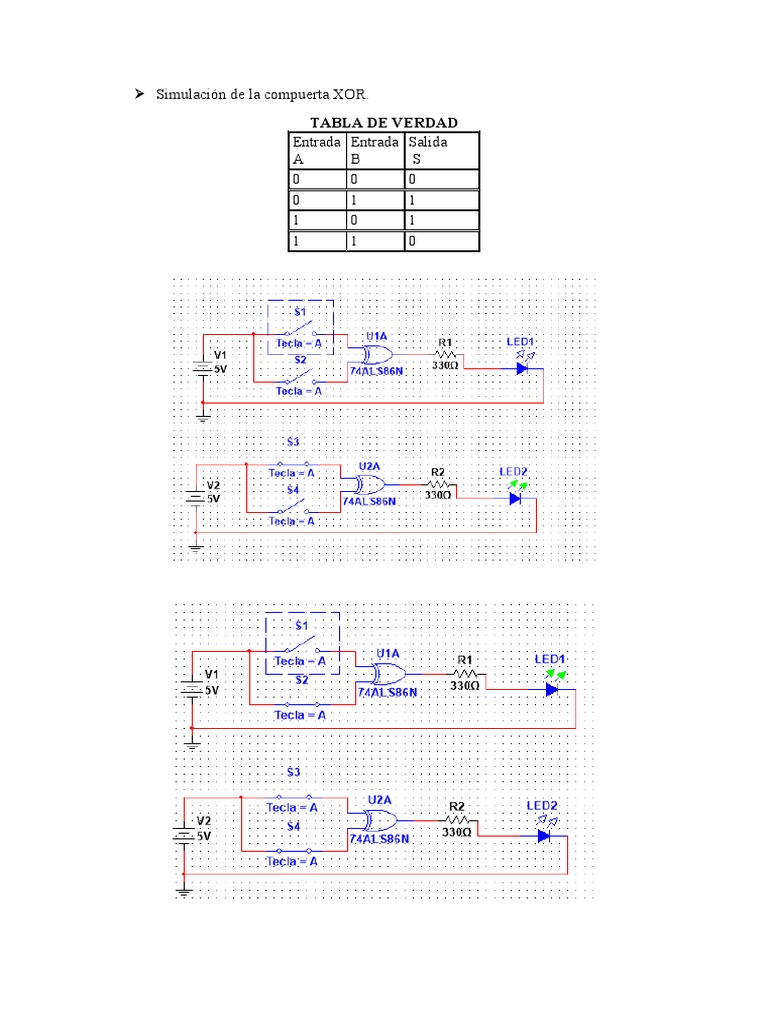 Simulación de La Compuerta XOR | PDF