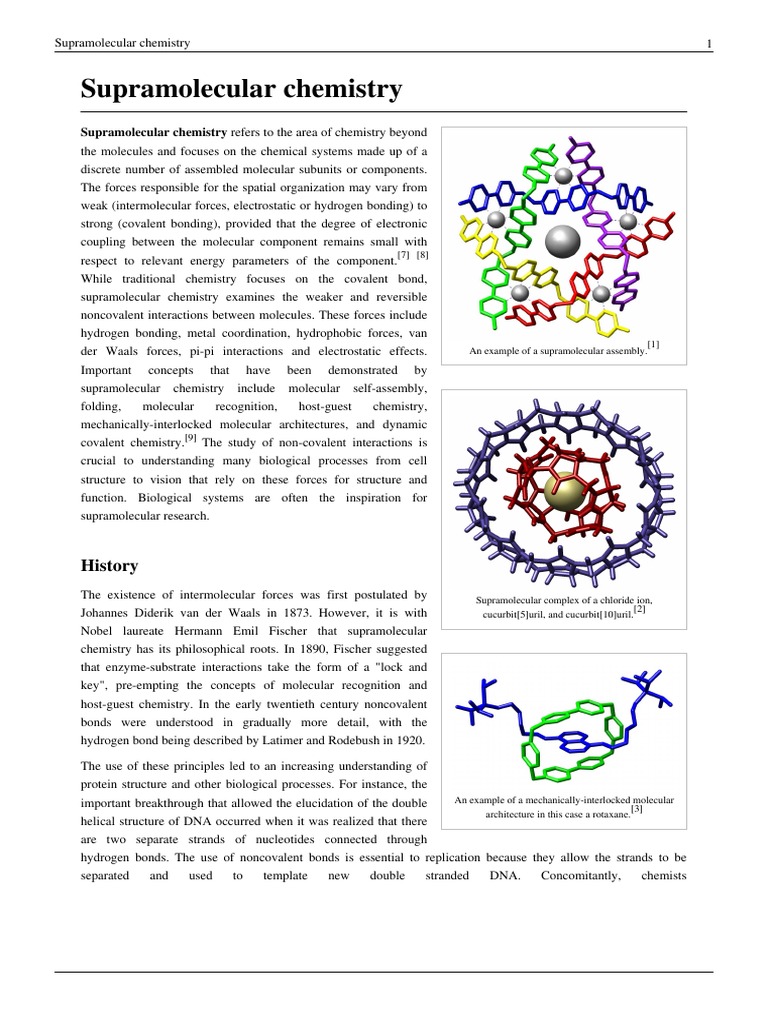Supramolecular Chemistry: History | PDF | Supramolecular Chemistry | Physical Chemistry