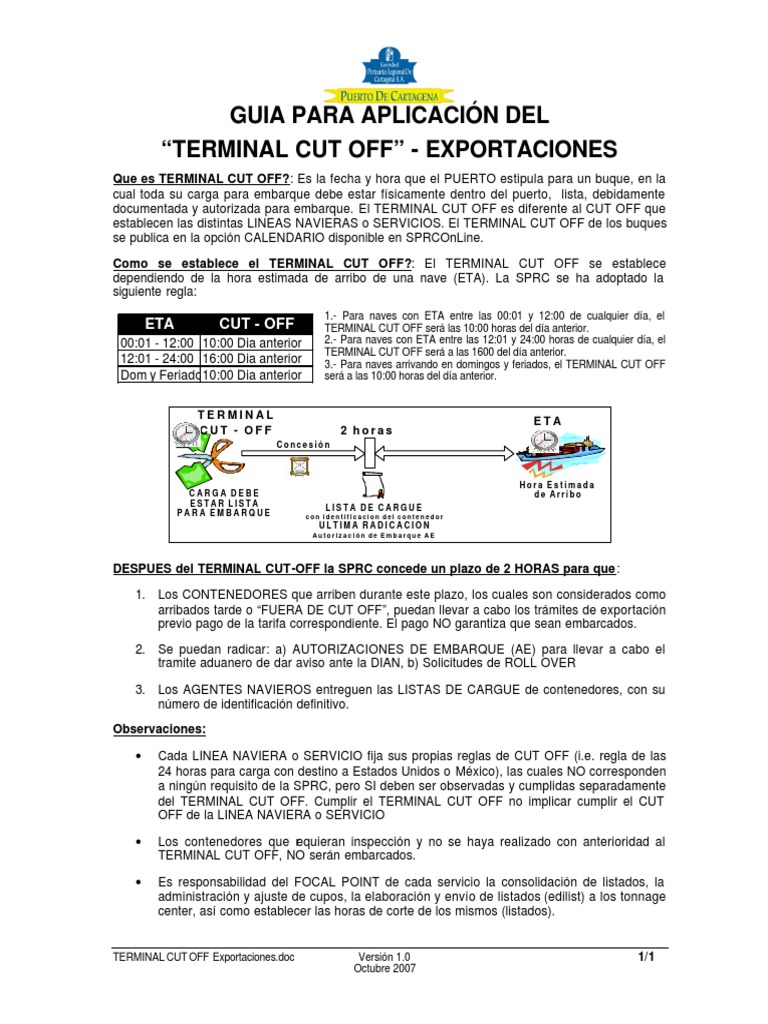 Guía para la aplicación del Terminal Cut Off en exportaciones ...