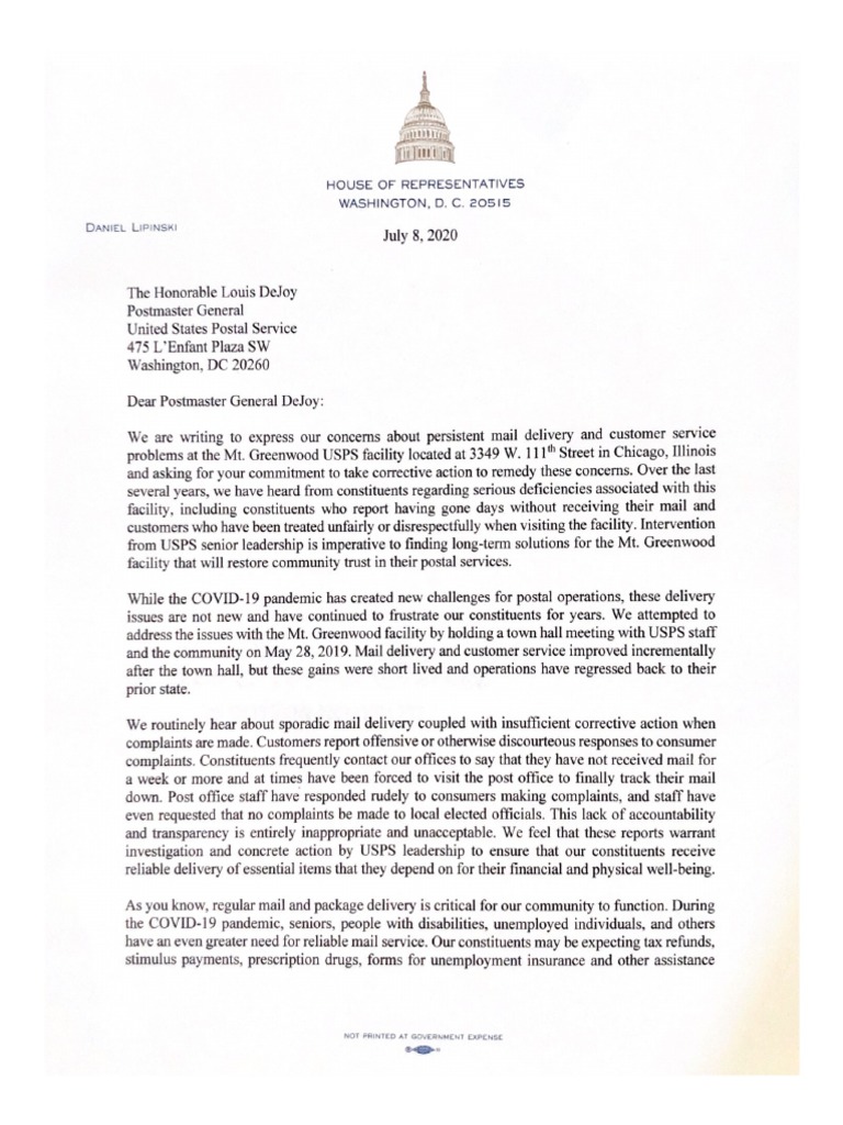Letter To USPS | PDF
