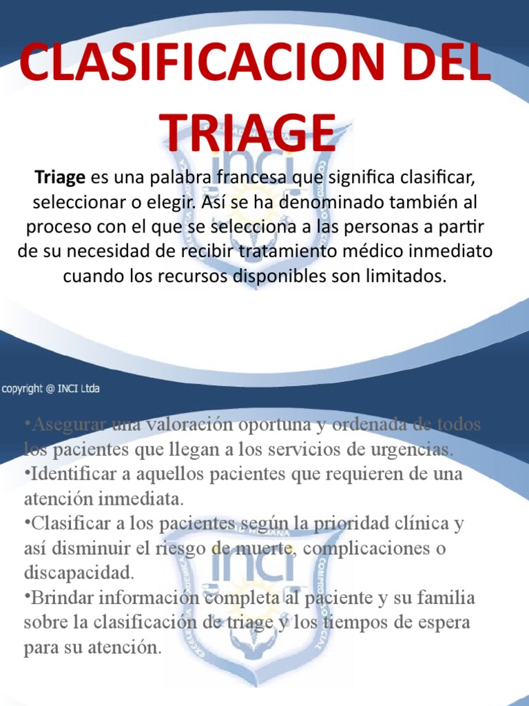 Clasificacion Del Triage: Triage es una palabra francesa que significa ...