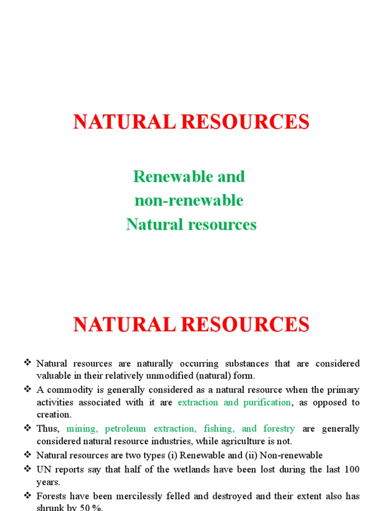Renewable and Non-Renewable Natural Resources | PDF | Resource ...