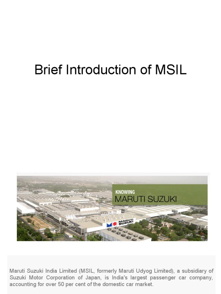 Brief Introduction of MSIL | PDF | Motor Vehicle | Motor Vehicle ...