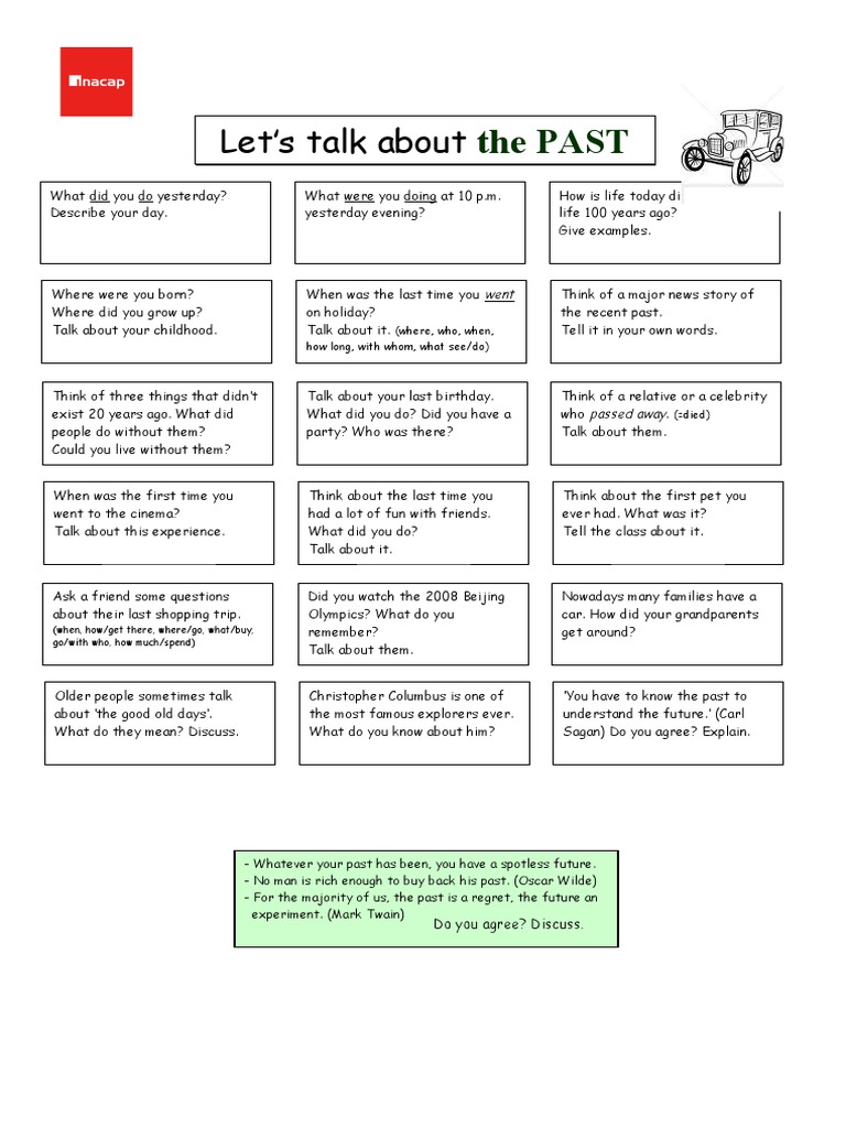 Lets Talk About The Past Fun Activities Games Terminada | PDF