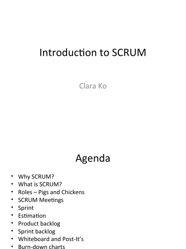 Introduction To SCRUM: Clara Ko | PDF | Scrum (Software Development ...