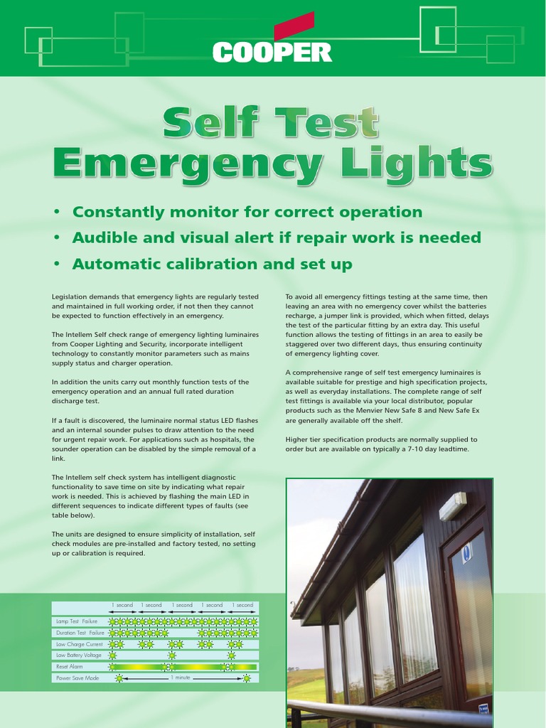 Self Test Emergency Lights | PDF | Battery Charger | Equipment