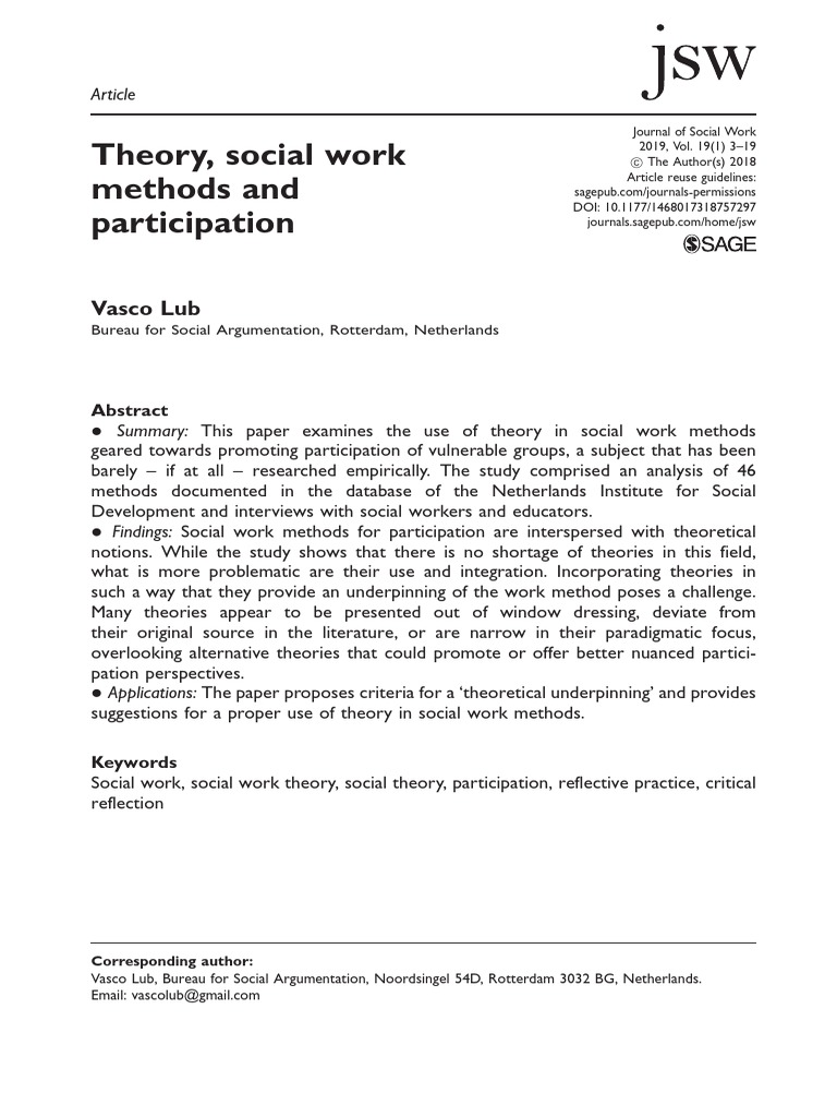 Theory in Social Work Methods for Participation | PDF | Recovery ...