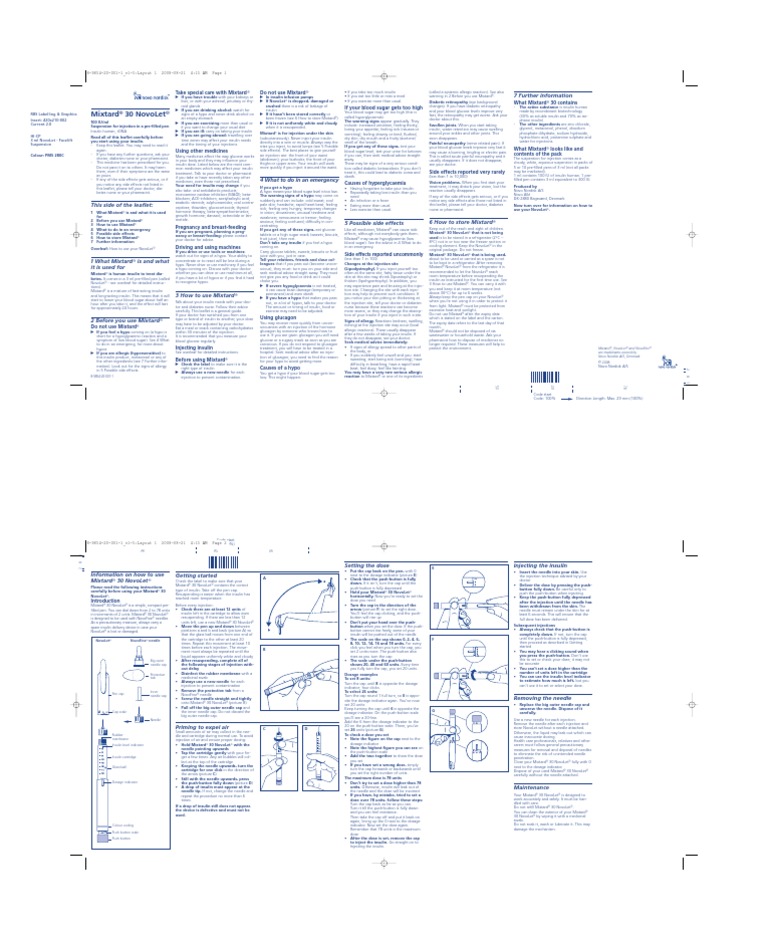 Mixtard 30 NovoLet Injection PIL | PDF | Insulin | Hypoglycemia