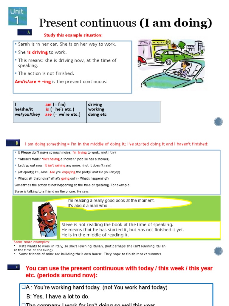 01 Present Continuous (I Am Doing) | PDF | English Language