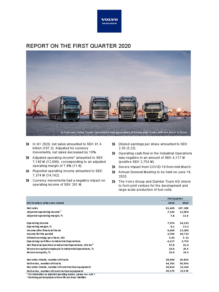 Volvo Q1 2020 Financial Report | PDF | Truck | Income