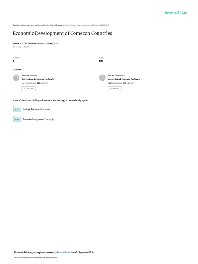 Economic Development of Comecon Countries: SSRN Electronic Journal ...