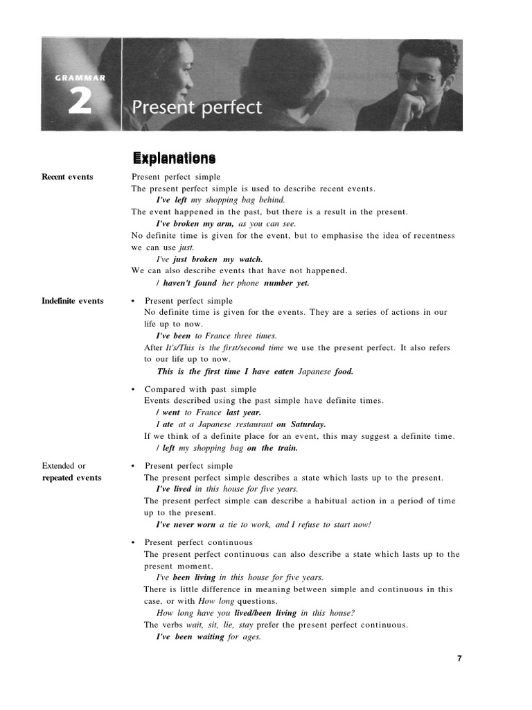 Explanations Explanations: Recent Events Present Perfect Simple | PDF ...