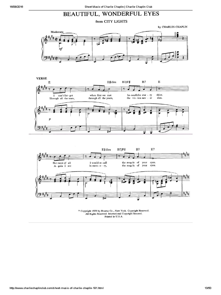 Sheet Music of Charlie Chaplin - Charlie Chaplin Club | PDF | Musical ...
