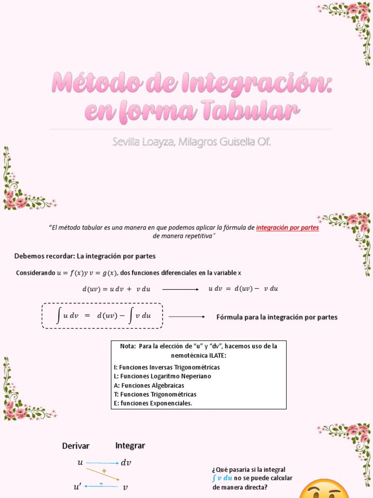 Método Tabular en Integración por Partes | PDF | Integral | Cantidades ...