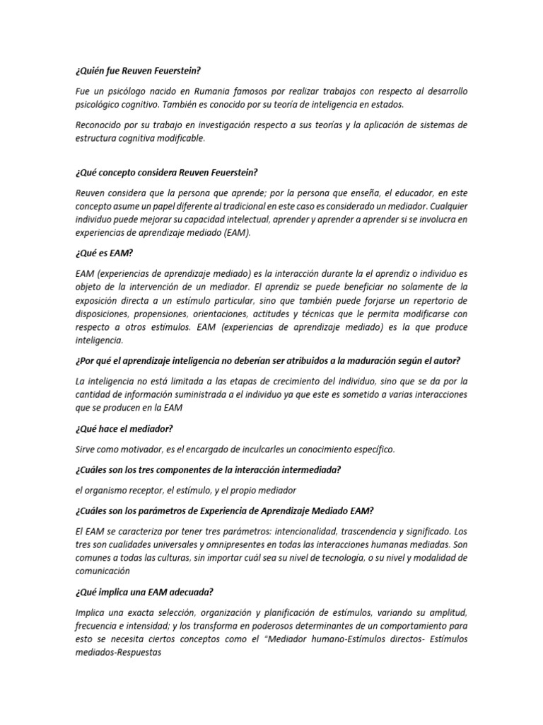 Reuven Feuerstein | PDF | Inteligencia | Aprendizaje