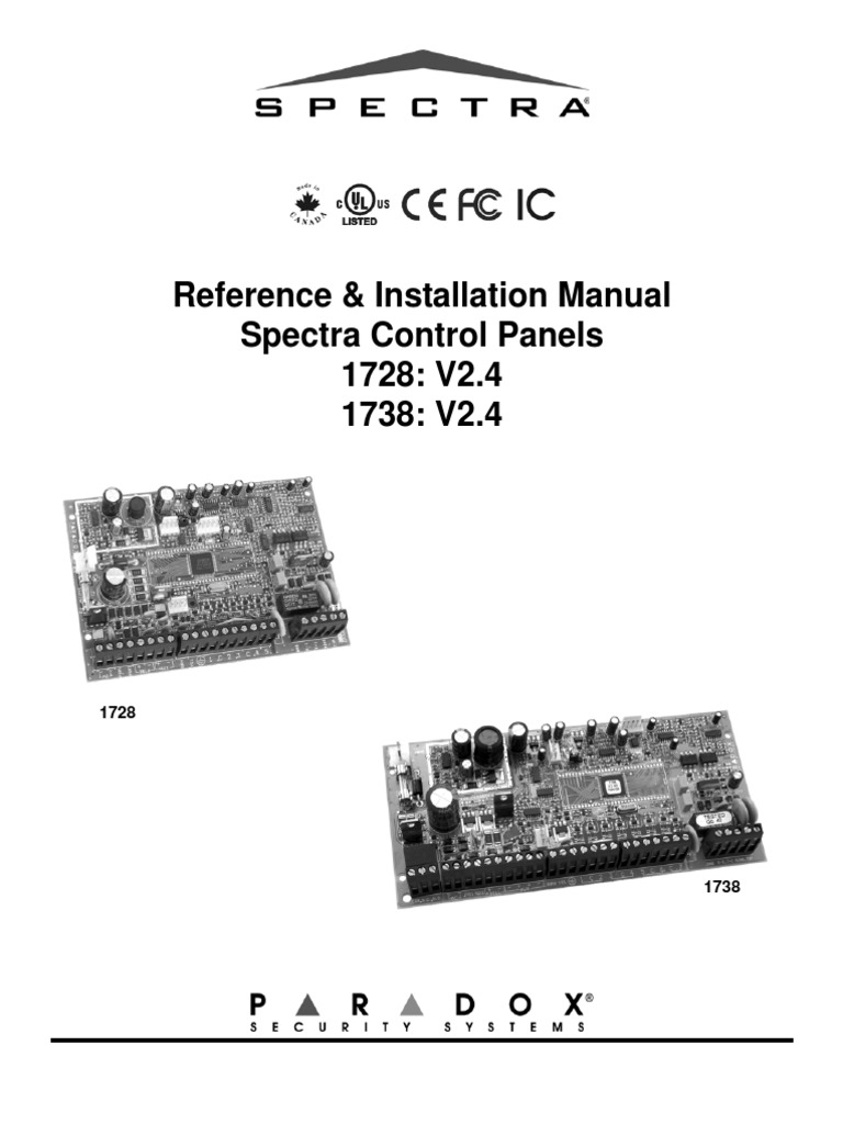 Paradox Spectra Ion 1728, 1738 Manual | PDF | Power Supply | Telephone