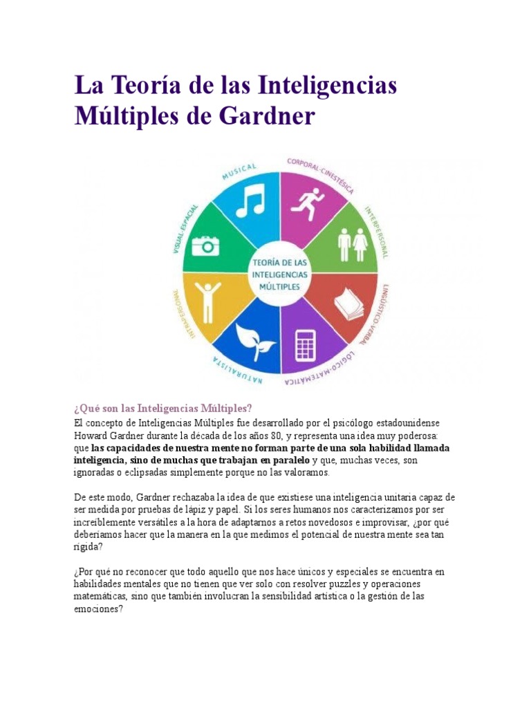 La Teoría de Las Inteligencias Múltiples de Gardner | PDF ...