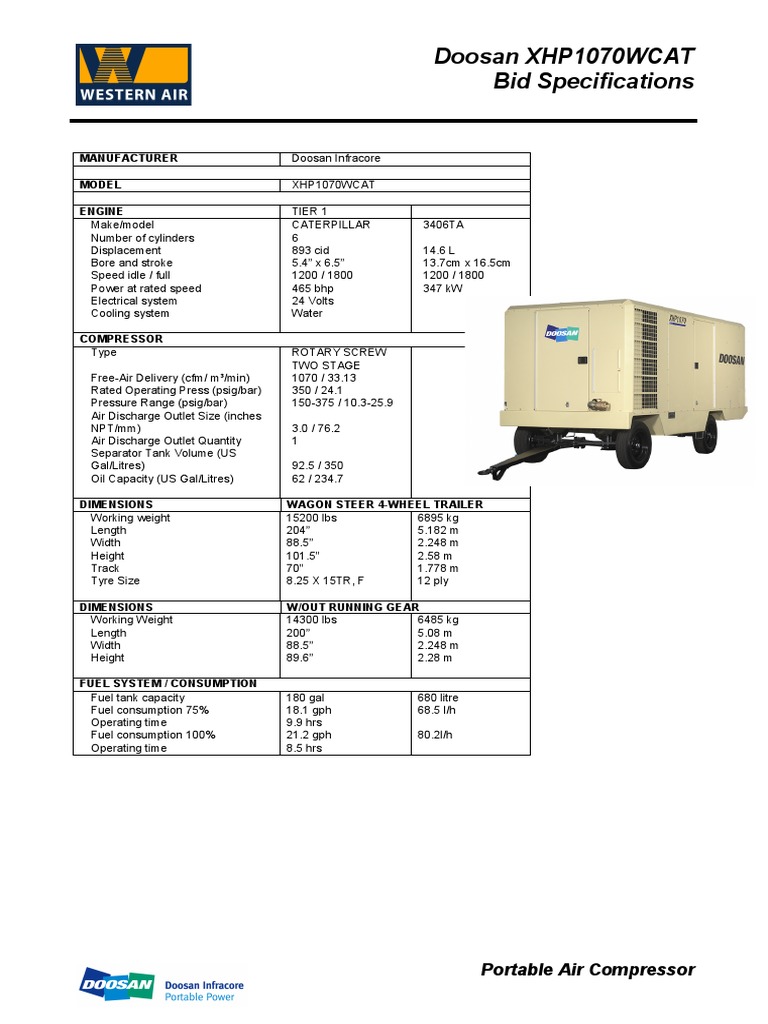 Doosan XHP1070WCAT T1 Bid Spec (Ficha - Tecnica) PDF | PDF ...