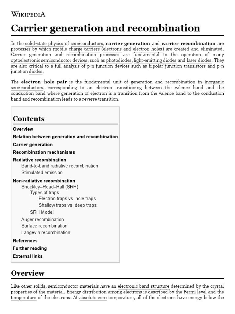 Carrier Generation and Recombination | PDF | Physical Phenomena ...