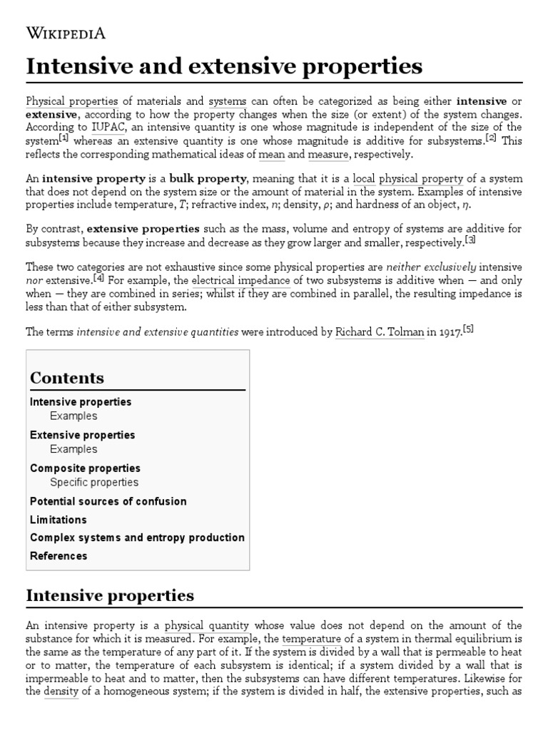 Intensive and Extensive Properties | PDF | Materials Science ...