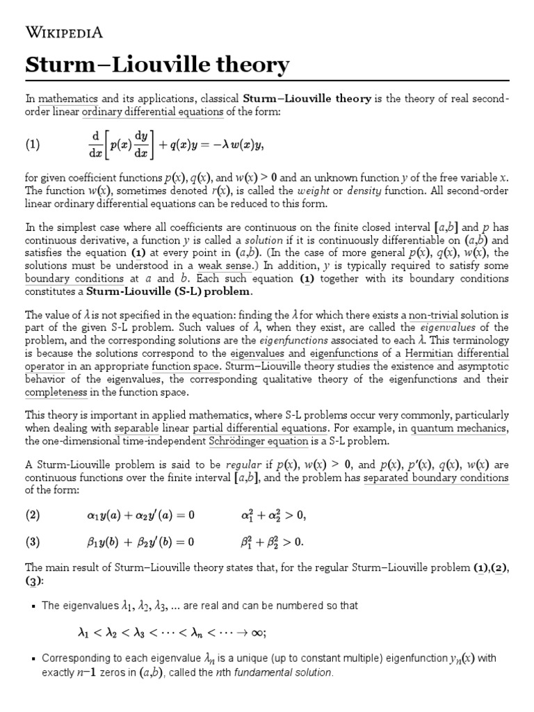 Sturm-Liouville Theory | PDF | Theoretical Physics | Functions And Mappings Sturm-Liouville Theory | PDF | Theoretical Physics | Functions And Mappings