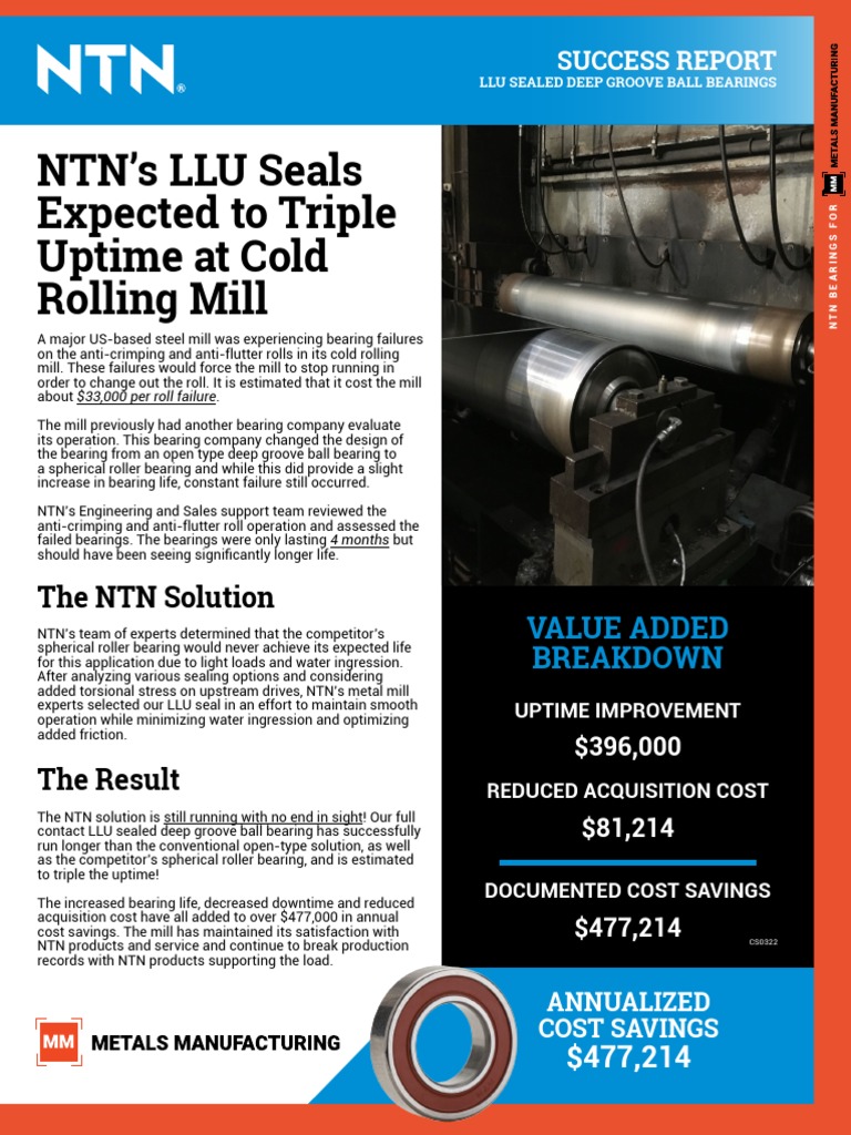 NTN's LLU Seals Expected To Triple Uptime at Cold Rolling Mill | PDF ...