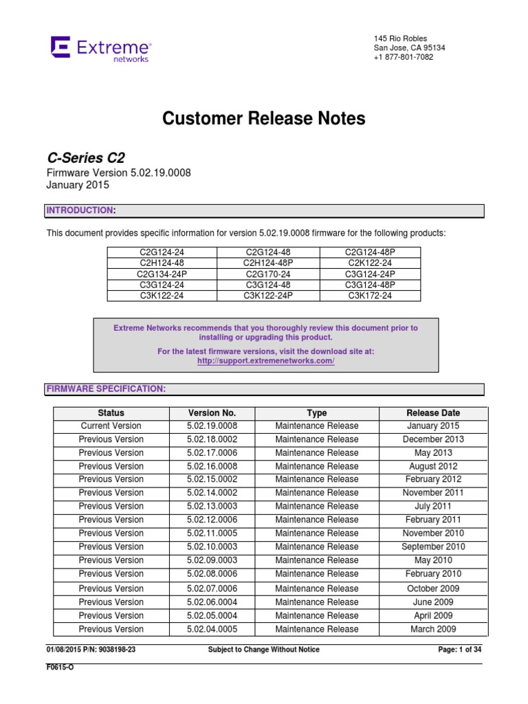 Customer Release Notes: C-Series C2 | PDF | Radius | Network Switch