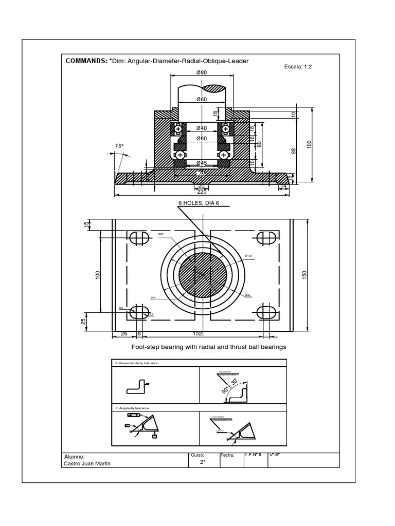 Drawing of a foot-step bearing with specifications for perpendicularity ...