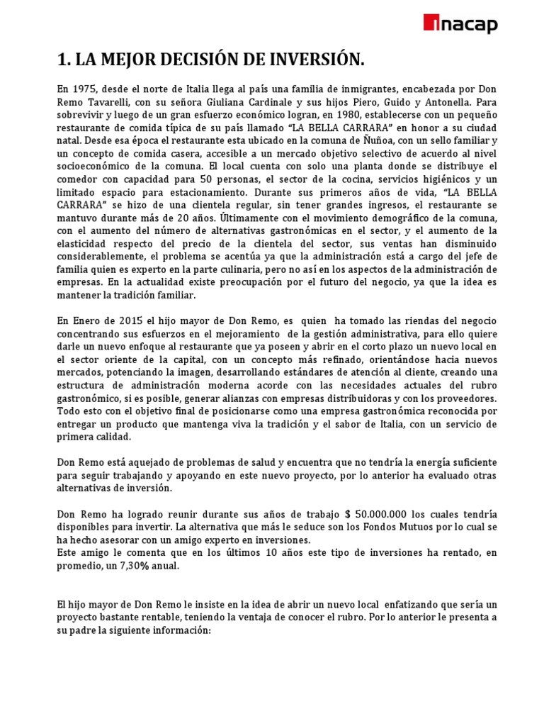 La Mejor Decision de Inversion | PDF | Costo de oportunidad | Fondo de ...