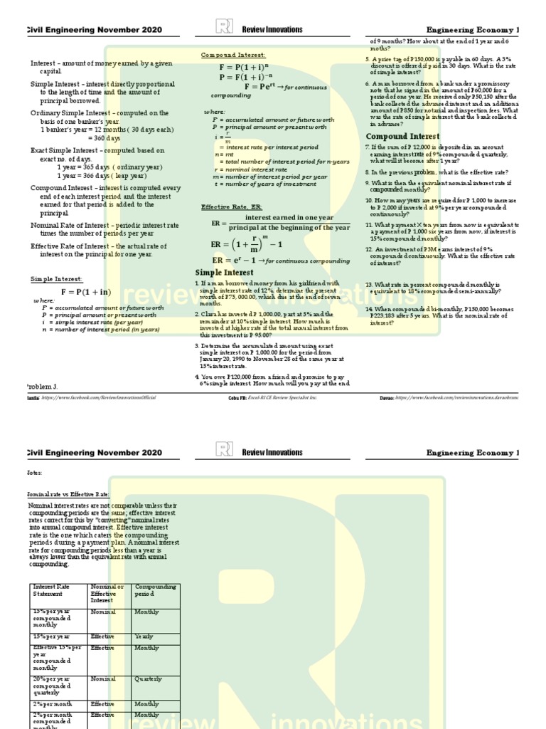 Engineering Econ 1 | PDF | Compound Interest | Nominal Interest Rate