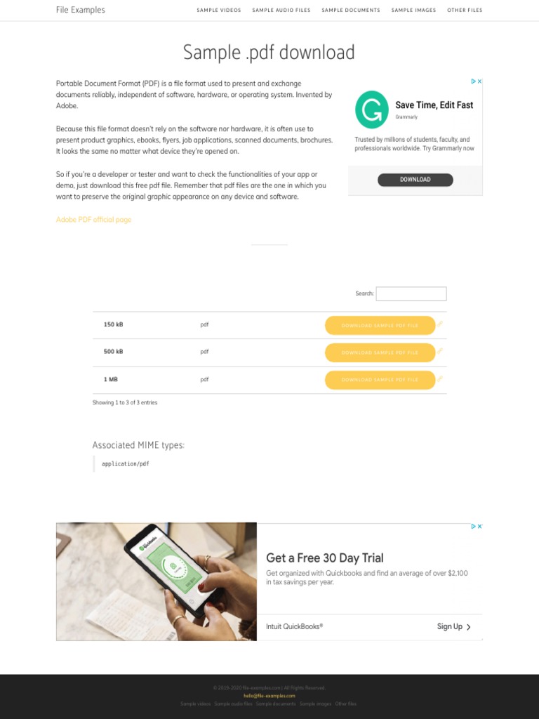 Sample .PDF Download - File Examples Download | PDF | Application ...