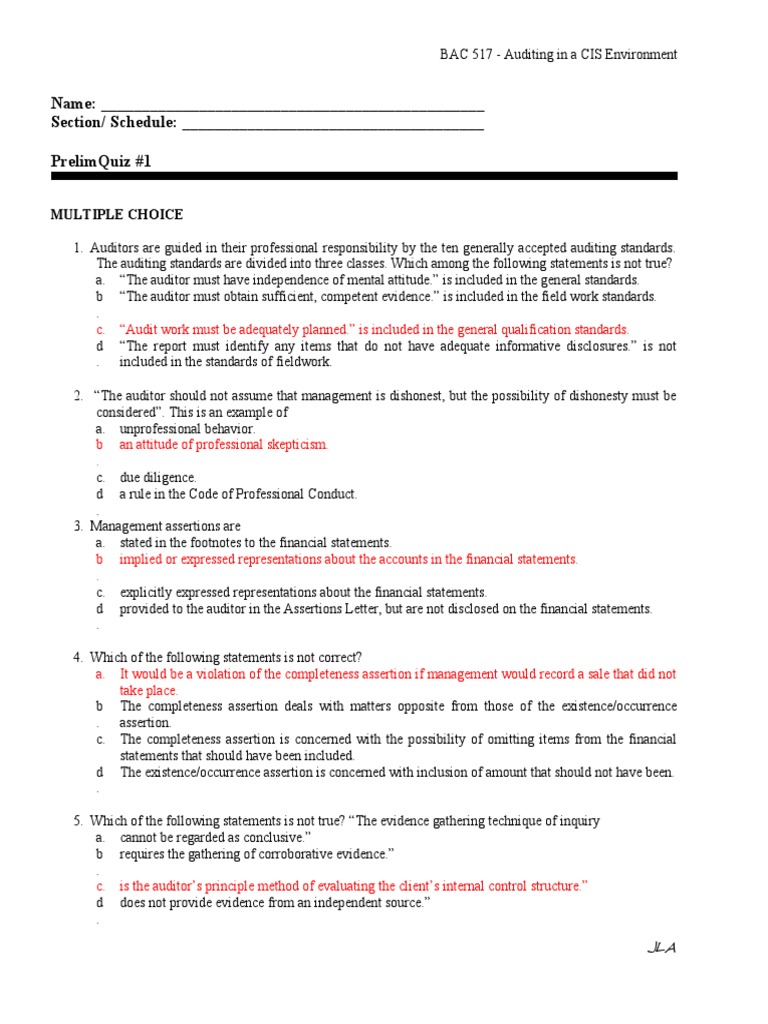 Understanding Audit Standards and Assertions in an Auditing Course ...