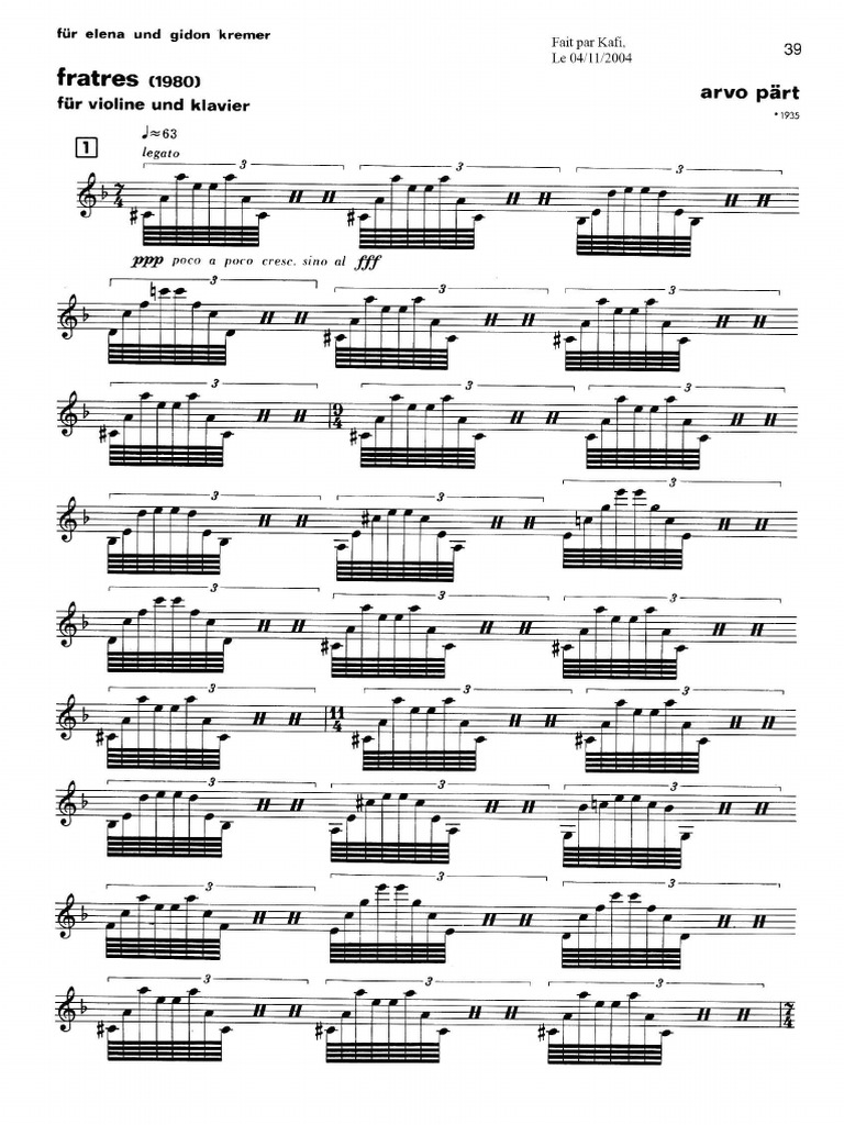 Arvo Part Fratres Violin Sheet PDF | PDF