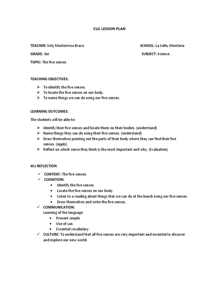 Clil Lesson Plan | PDF | Lesson Plan | Epistemology