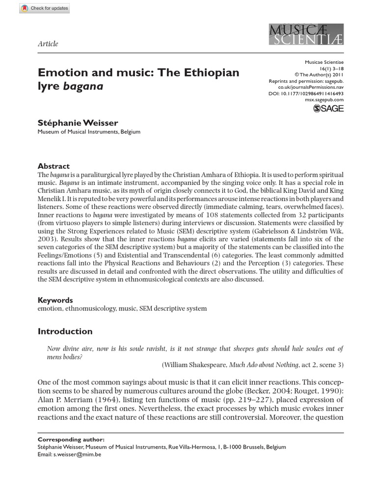 Emotion and Music - The Ethiopian Lyre Bagana | PDF | Interval (Music ...