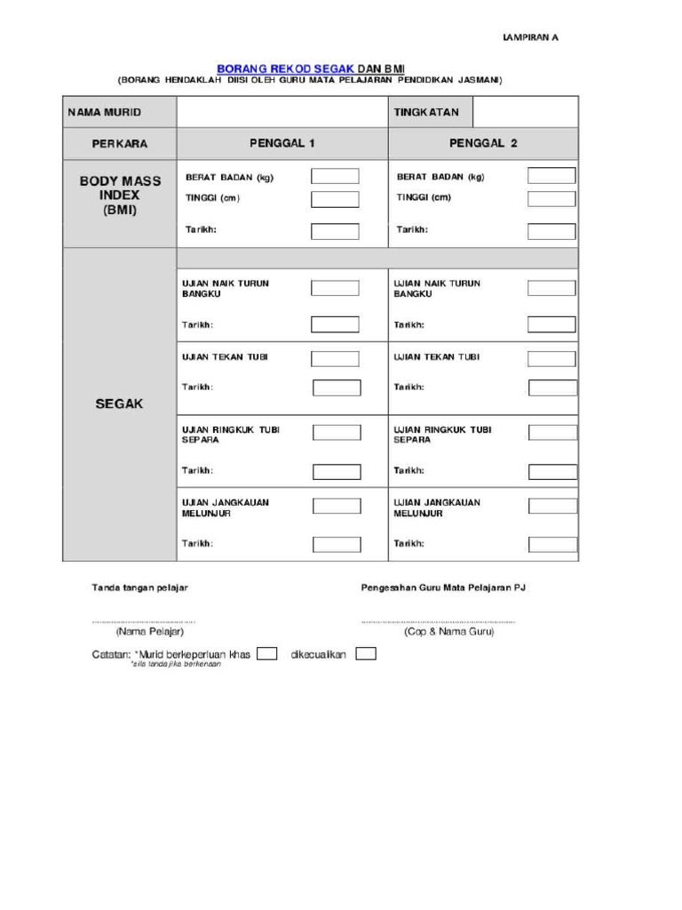 Borang Segak 2020 - PJ | PDF