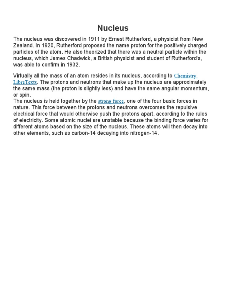 Nucleus: Chemistry Libretexts | PDF