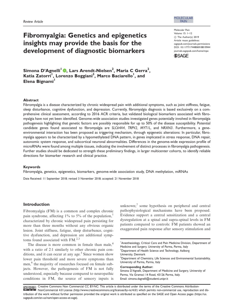 Fibromyalgia Genetics and Biomarker Insights | PDF | Micro Rna | Signal ...
