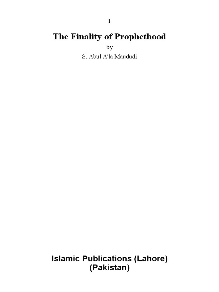 The Finality of Prophethood | PDF | Prophets And Messengers In Islam ...