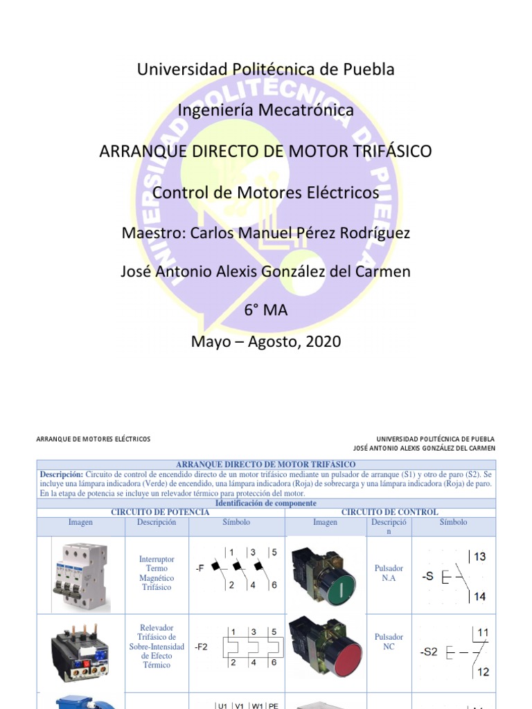 Arranque Directo de Motor Trifásico | PDF | Componentes eléctricos ...