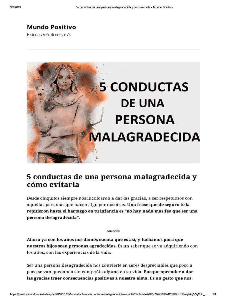 5 Conductas de Una Persona Malagradecida | PDF