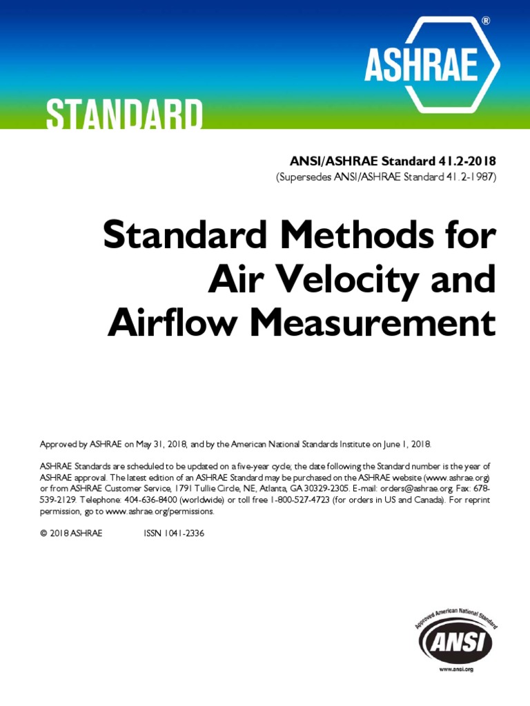 Standard Methods For Air Velocity and Airflow Measurement | PDF | Flow ...