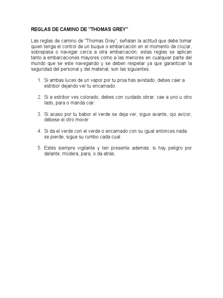 Reglas de Camino de Thomas Gray | PDF