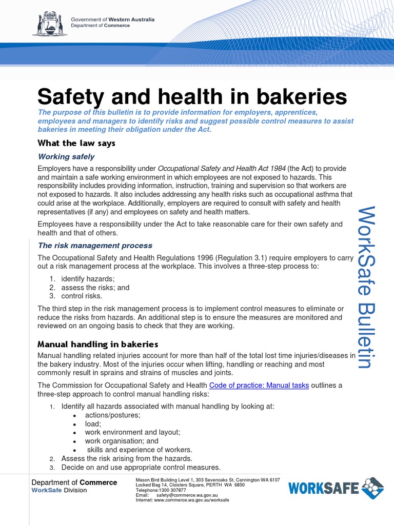 Safety and Health in Bakeries: What The Law Says | PDF | Occupational ...