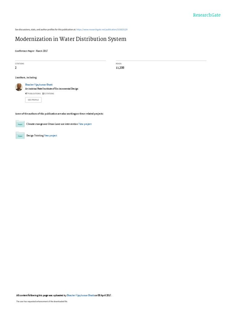 Modernization in Water Distribution System: March 2017 | PDF | Water ...