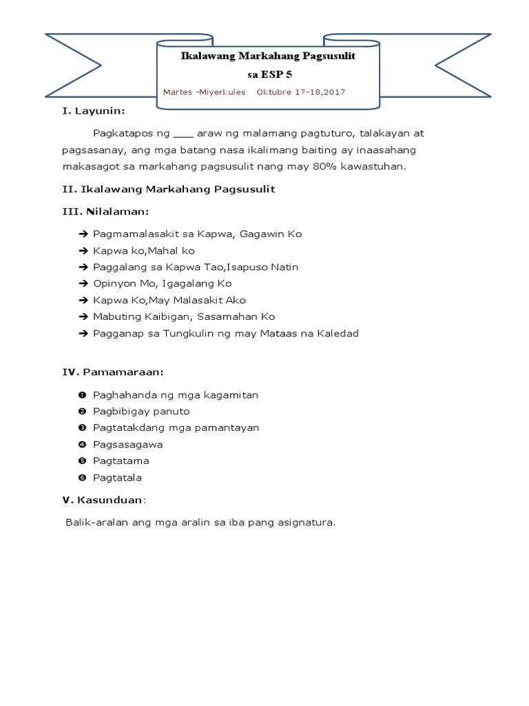 Quarterly Exam LESSON PLAN | PDF