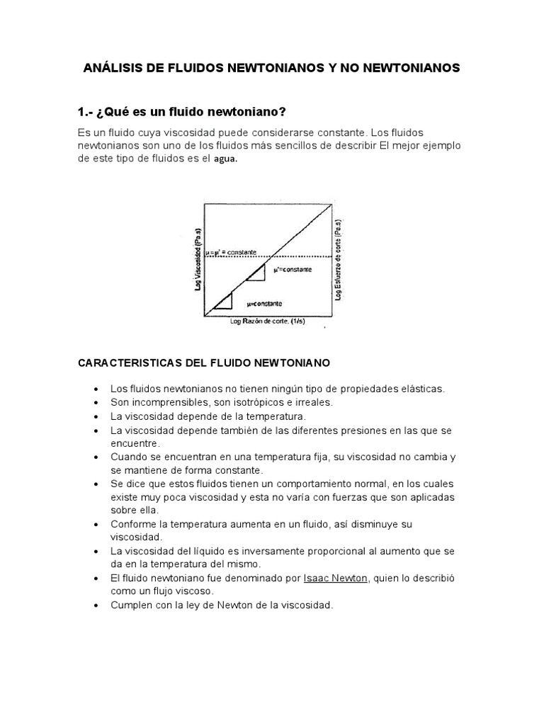 Análisis de Fluidos Newtonianos y No Newtonianos | PDF