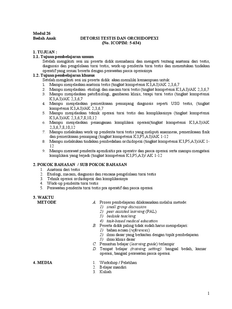 Modul 26-DETORSI TESTIS DAN ORCHIDOPEXY | PDF | Pengembangan Diri ...