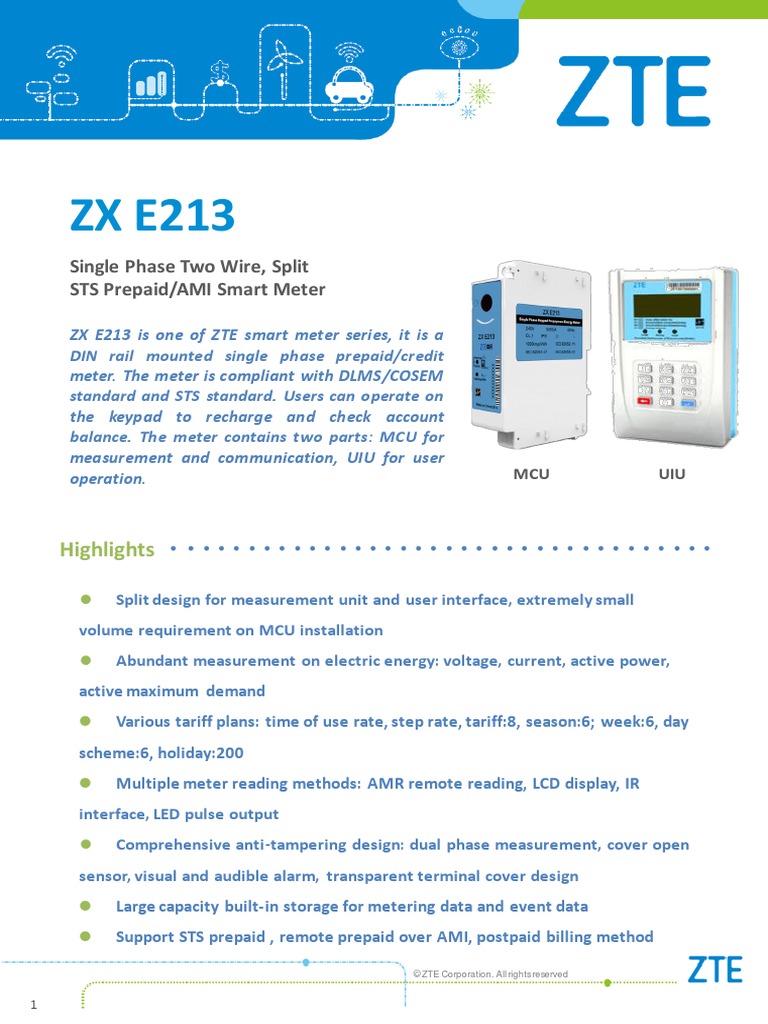 Single Phase Two Wire, Split STS Prepaid/AMI Smart Meter: Highlights ...
